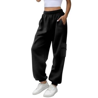 Generico Pantalon de surv&ecirc;tement ample pour femme Curvy Pantalon de jogging pour femme avec poches taille haute pantalon doux et confortable pantalon de surv&ecirc;t