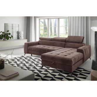 Fun M&ouml;bel Ecksofa Schlafsofa Sofa agnesa xs Stoff Salvador Braun Ottomane Rechts