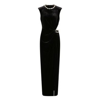 Self Portrait Femme, Robes, Noir, Taille: 34 FR Robe longue noire sans manches avec bretelles orn&eacute;es