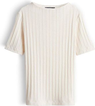 someday Kurzarmshirt Ketlina aus Rippjersey Funnel Neck und Halbarm f&uuml;r cleane Looks