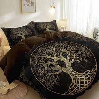 Generic Housse de Couette R&eacute;versible Magnifique Arbre De Vie Celtique Th&egrave;me avec Fermeture &Eacute;clair et 2 Taies doreiller 50 x 75 cm, Microfibre Bross&eacute;e Parure d