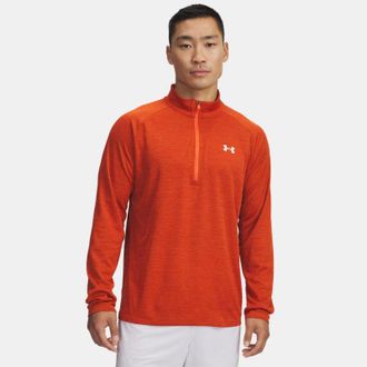 Under Armour Tech Textured Oberteil mit.5-Zip f&uuml;r Herren Orange Base / Wei&szlig; XXL