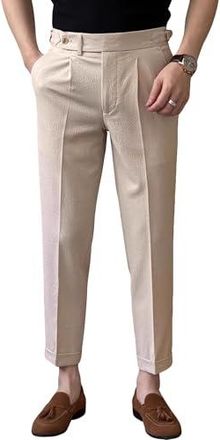 Generic Pantalon formel pour homme - Coupe ajust&eacute;e - &Eacute;lastique - Style d&eacute;contract&eacute; - L&eacute;ger - Coupe ajust&eacute;e, abricot, 42