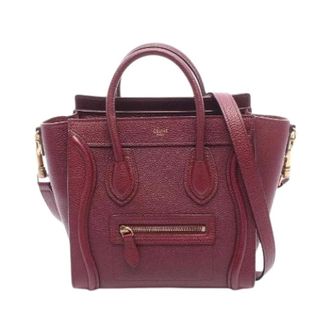 Celine Pre-owned Luggage Nano Shopper Leather 2way Handbag - Femme - Pre-owned - Rouge - Taille: ONE Size