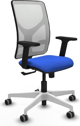 Piqueras y Crespo Einfacher Schreibtischstuhl mit 2D-Armlehnen, h&ouml;henverstellbare Lendenwirbelst&uuml;tze, ausgestattet mit 3 Positionen und Schneideschaum, Wei&szlig;/Blau