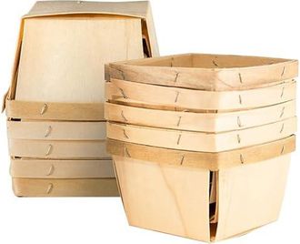 Cabilock Lot De 10 Paniers En Bois Naturels Pour Fruits Corbeilles De Rangement Cuisine D&eacute;coration Maison 4X4X2.6 Pouces