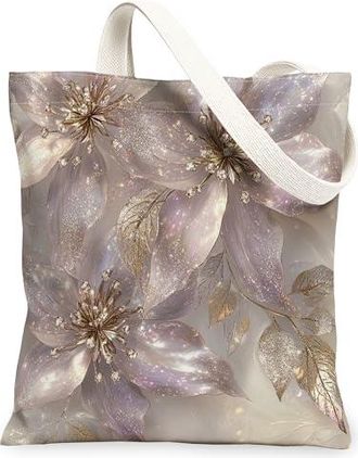 Generic Sac fourre-tout en toile pour le shopping, 33 x 38 cm, style 3D, motif floral de luxe, r&eacute;utilisable, pour femme, cool, moderne, plage, esth&eacute;tique, d&eacute;c