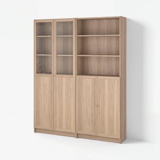 IKEA BILLY / OXBERG B&uuml;cherregal mit Paneel-/Vitrt&uuml;ren