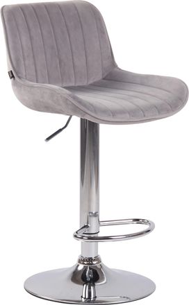 Clp Barhocker Lentini Samt I Thekenhocker H&ouml;henverstellbar I Barstuhl Mit Fu&szlig;st&uuml;tze I 360&deg; Drehbar I Tresenhocker Mit Trompetenfu&szlig;, Farbe:grau, Gestell Fa
