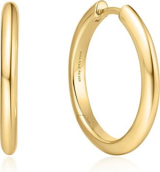 Ania Haie Damen Creolen Vogue Maven Tube Medium Hoop aus 925 Sterling Silber 14k Gold vergoldet, Größe: 16 x 2mm, inkl. Geschenkverpackung