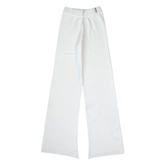 Hinnominate Hinnominate, Femme, Pantalons, Blanc, Taille: 38 FR Pantalone palazzo in maglia a costina mossa