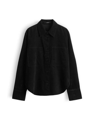 someday Langarmbluse Zatilda aus weichem Feincord Gerader Schnitt mit aufgesetzten Taschen und abgerundetem Saum