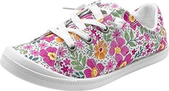 Generic Sandales plates pour femme - En toile - Motif floral - Chaussures à lacets - Chaussures de marche - Chaussures dété légères et respirantes - Chaussure