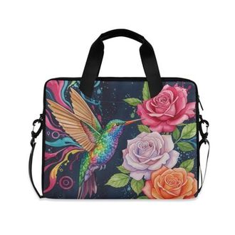 Alaza Sac pour ordinateur portable de 40,6 à 15,6 cm - Motif fleurs dorchidée tropicale exotique paon - Sacoche pour ordinateur portable - Pour femme, homme