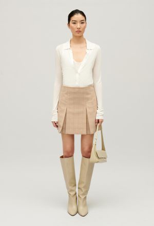 Claudie Pierlot Trapez-Rock mit Karomuster in Beige
