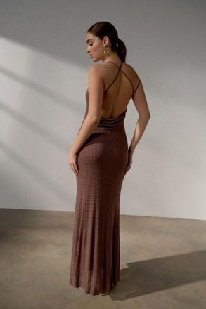 Next Maxikleid Funkelnde Maxikleid mit Wasserfallausschnitt (1-tlg)