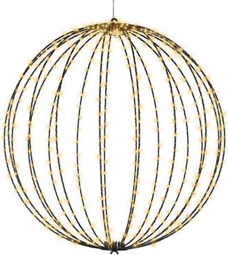 Lumineo Leuchtkugel Weihnachten zum H&auml;ngen LED Kugel Metall Schwarz Stecker Timer Outdoor 58cm