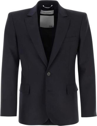 Valentino Garavani Homme, Costumes, Bleu, Taille: XL Blazer en laine &agrave; simple boutonnage