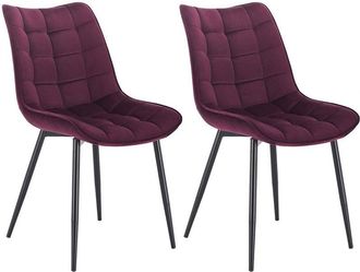 Woltu Esszimmerst&uuml;hle 2er Set K&uuml;chenstuhl Polsterstuhl Wohnzimmerstuhl Sessel mit R&uuml;ckenlehne, Sitzfl&auml;che aus Samt, Metallbeine, Bordeaux - Woltu
