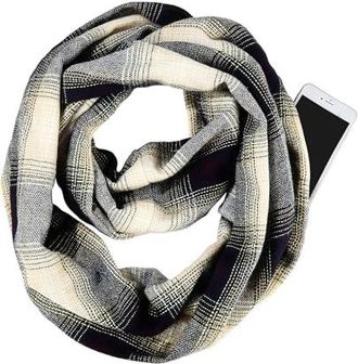 Generic &Eacute;charpe infini pour femme - Tissu polyester l&eacute;ger, poch zipp&eacute;e, accessoire saisonnier &eacute;l&eacute;gant, usage quotidien confortable, mode ext&eacute;rieure d&eacute;contract