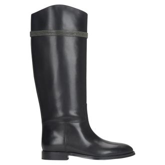 Estro & Luminara Schwarze Damenstiefel mit weitem Schaft und Ornament - - Shoes - Damen - Schwarzk - 37 EU