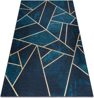 RugsX Tapis lavable andre 1173 mosaïque, géométrique antidérapant - turquoise / or blue 80x150 cm