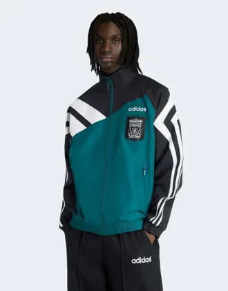 adidas Liverpool fc Trainingsjacke 95 in kr&auml;ftigem Gr&uuml;n / Schwarz
