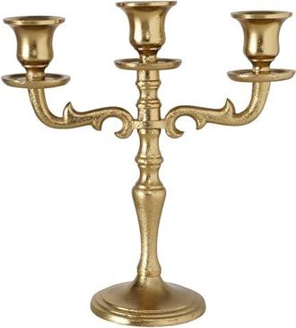 Boltze Boltze Kerzenhalter Varas (Gold, runde Halter, f&uuml;r 3 Kerzen, 25 cm x 26 cm, Aluminium, edles und antikes Design, Kerzenst&auml;nder, Dekoartikel, Kerzen Zu