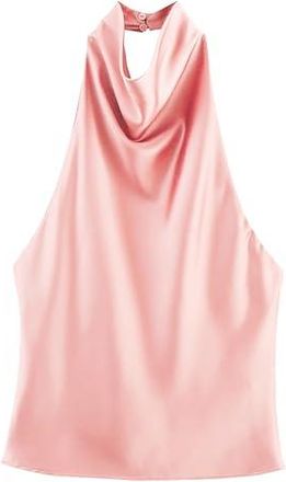 Generic Haut en satin &eacute;l&eacute;gant pour femme - Grandes tailles - Col en V - Coupe ample - Respirant - L&eacute;ger - D&eacute;bardeur ample - Sans manches - Camisole - T-shirt 