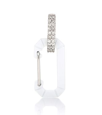 E&eacute;ra E&eacute;ra Einzelner Ohrring Chiara Small aus 18kt Wei&szlig;gold mit Sterlingsilber, Emaille und Diamanten