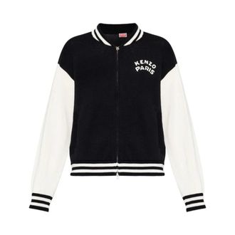 Kenzo Homme, Pulls, Noir, Taille: XL Cardigan Varsity avec Embl&egrave;me Paris