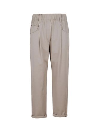 Brunello Cucinelli Pleated Pull-On Trousers - Beige