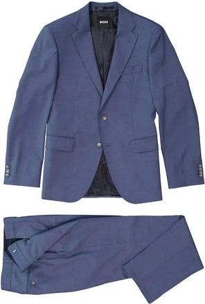 HUGO BOSS Herren Anzug blau Schurwoll-Stretch meliert