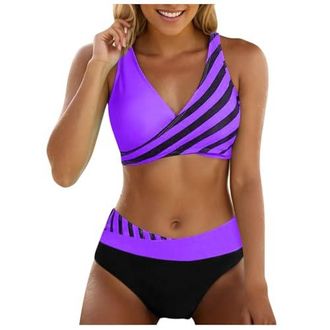 Generic Maillot de bain tankini taille haute pour femme 2026, violet, XL