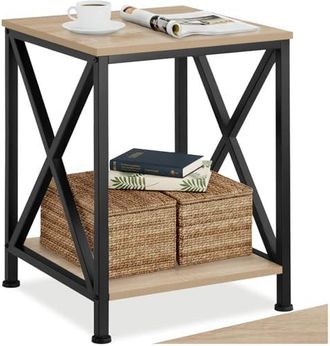 TecTake Table dappoint Cuisine, Salon, 40,5 x 40,5 x 52,5 cm, Meuble Salon, Bureau, Chambre, Style Industriel, Table de chevet, Bout de canap&eacute; Petit meuble de