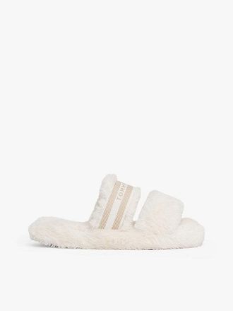 Tommy Hilfiger Chaussons en fausse fourrure à logo tissé