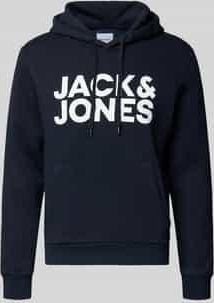 Jack & Jones Hoodie mit Label-Print und K&auml;nguru-Tasche