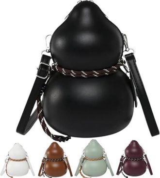 Generic Womens Vintage Calabash Shoulder Bag,Leather Crossbody Purse with Adjustable Strap for Everyday Casual Outfits (Black)