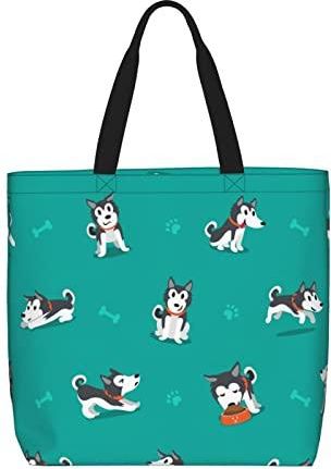 Generic Sac De Courses Motif De Chien Mignon Sac &Agrave; Provisions En Toile Personnaliser Avec Poign&eacute;es Sacs En Toile, Pour Femmes, Burea, &Eacute;cole, Filles