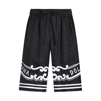 Dolce & Gabbana Shorts mit elastischem Kordelzug und gestreiftem Saum - - Shorts - Herren - Schwarzk - L