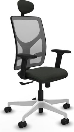 Piqueras y Crespo Stuhl aus schwarzem Netzstoff, mit 2D-Armlehnen, h&ouml;henverstellbarer Lendenwirbelst&uuml;tze und festem Kopfteil, ausgestattet mit Sincro 3 Positionen und S