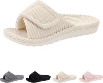 Generic Chaussons dhiver en peluche pour femme avec fermeture - Doux et douillet - Bout ouvert - Chaussures &agrave; bout ouvert - Chaussures &eacute;l&eacute;gantes pour lint&eacute;rie