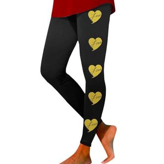 Generic Legging de yoga pour femme 4 saisons imprim&eacute; pour la Saint-Valentin 2026, jaune, XXL