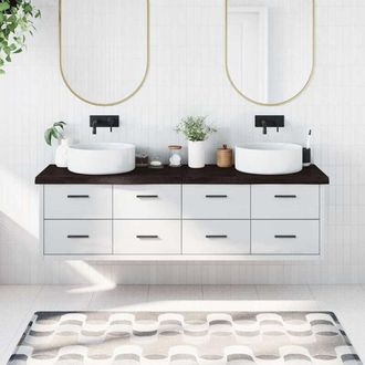 vidaXL Waschtischplatte Dunkelbraun 180x60x(2-6)cm Massivholz - Vidaxl