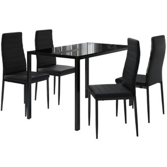 Vicco Esstisch Set Grand, Schwarz, 120 x 75 cm 4er Set