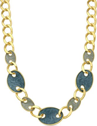 Luxenter Halskette aus 18-karat-Gelbgold und blau lackiert - Makan