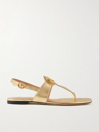 Valentino Garavani Sandales En Cuir M&eacute;tallis&eacute; &Agrave; Ornements Vlogo - Dor&eacute;