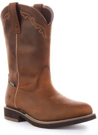 Ariat Damen Delilah Western Stiefel mit runder Zehenpartie, wasserdicht Westernstiefel, Braun, Used-Optik, 42.5 EU