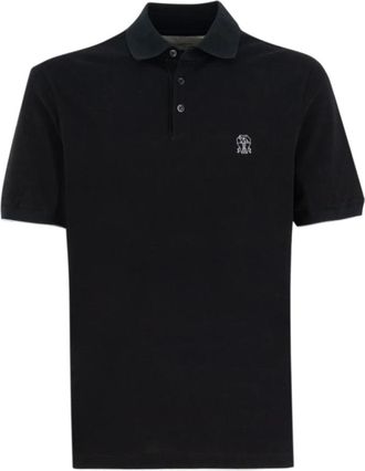 Brunello Cucinelli Homme, Tops, Noir, Taille: XL Polo en piqu&eacute; avec logo