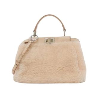 Fendi Pre-owned Sac bandouli&egrave;re Peekaboo Mini en agneau lain&eacute; - Femme - Pre-owned - Beige - Taille: ONE Size